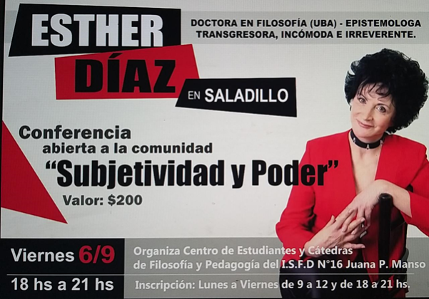 Un debate que trasciende disciplinas: Esther Díaz, de la UBA, presenta ...